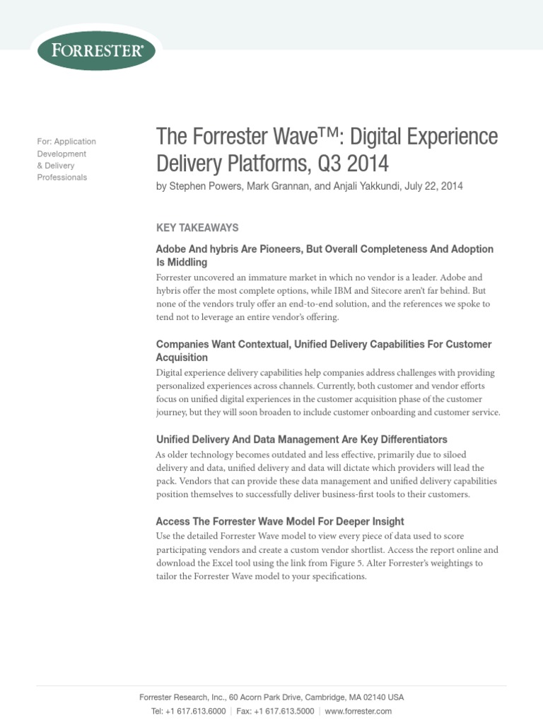 Forrester Wave DX Delivery Platforms Q3 2014 | PDF | Salesforce.Com ...