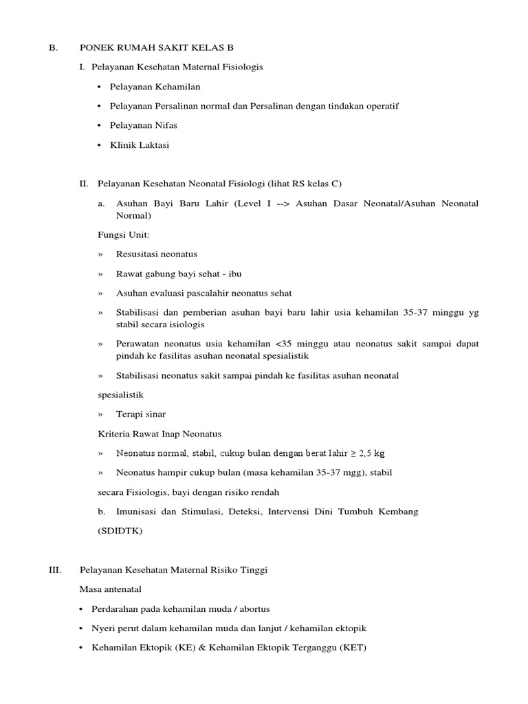 Pedoman Ponek Rs Type B | PDF