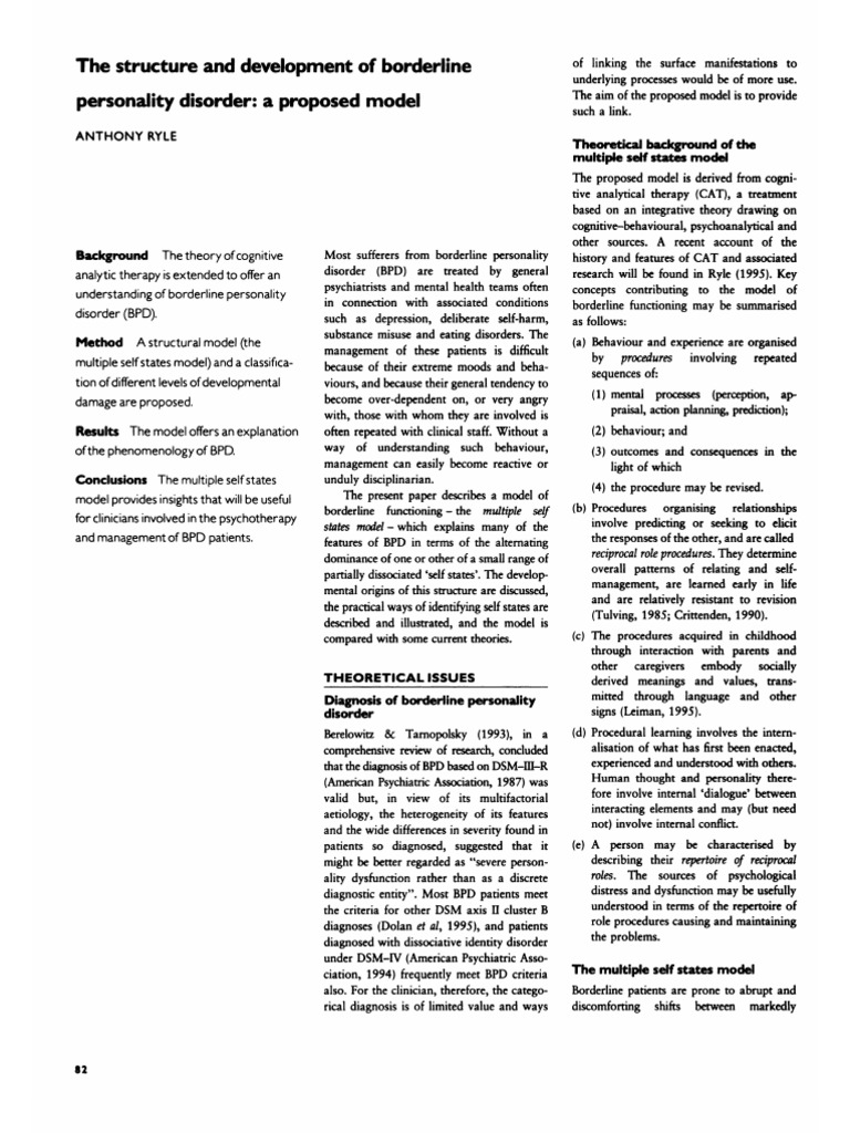The Structure and Development of Borderline Personality Disorder: A ...