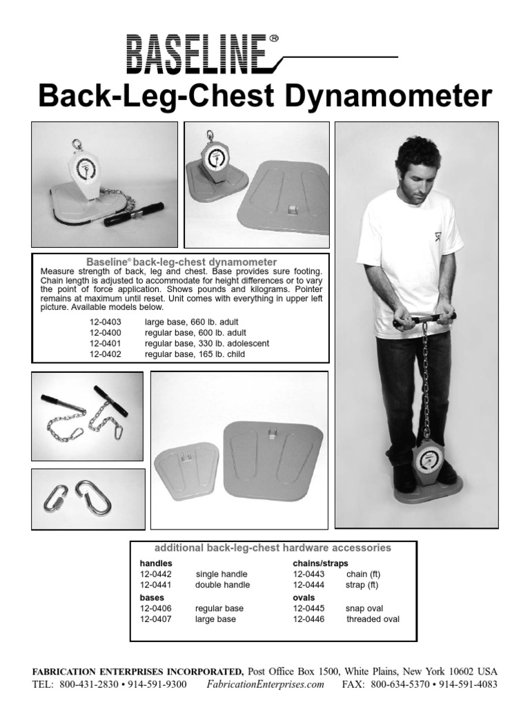 Baseline Back Leg Chest Dynamometer User Manual | PDF | Sports ...
