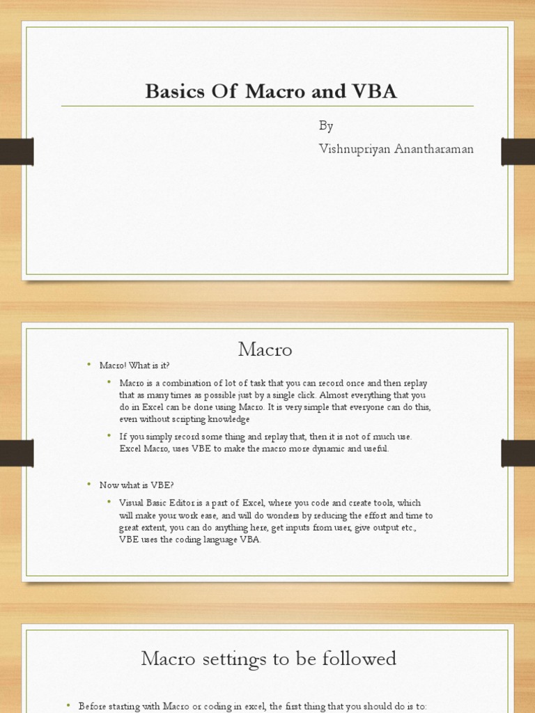 Basics of Macro and VBA | PDF | Visual Basic For Applications ...