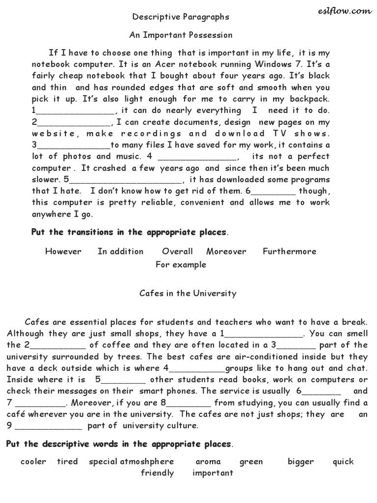 Descriptive Paragraphs Answers 2 | PDF | Coffeehouse | Computing