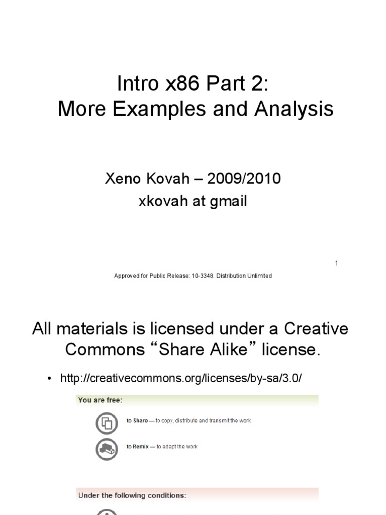 Intro x86 Part 2: More Examples and Analysis: Xeno Kovah - 2009/2010 ...