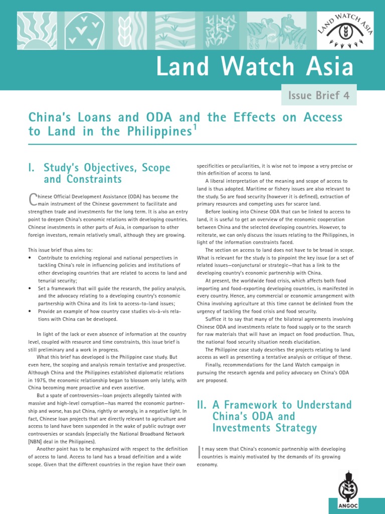Issue Brief 4: China's Loans and ODA and The Effects On Access To Land ...