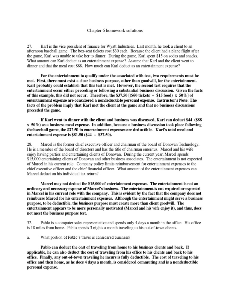 Chapter 6 A Homework Solutions Download Free Pdf Tax Deduction Income Tax In The United