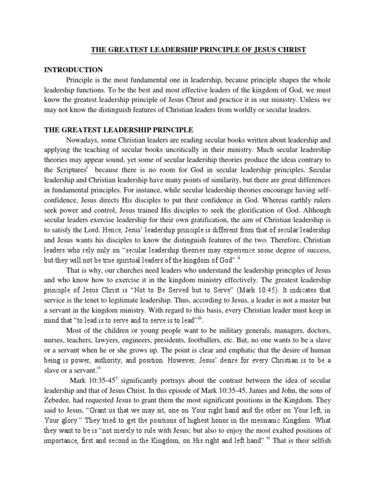 The Greatest Leadership Principle of Jesus Christ | Download Free PDF ...