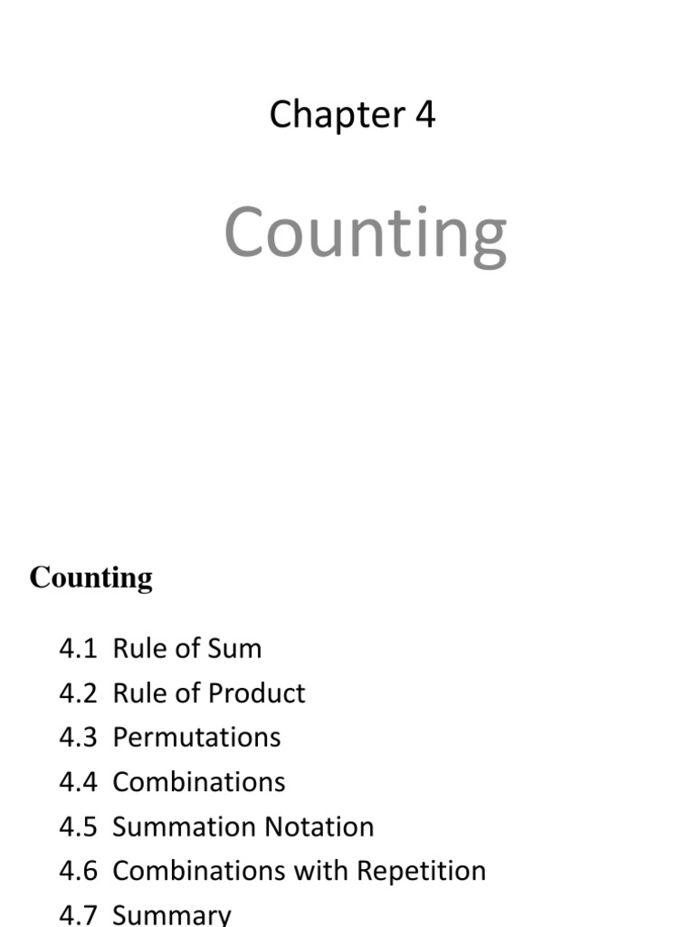 Discrete Structure Chapter 4 Counting 52 | PDF | Summation | Permutation