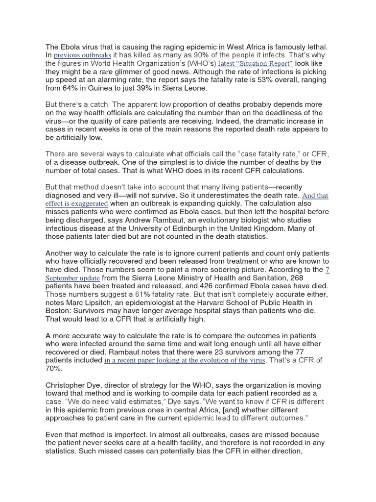 Understanding Ebola's Case Fatality Rate | PDF | Ebola Virus Disease ...