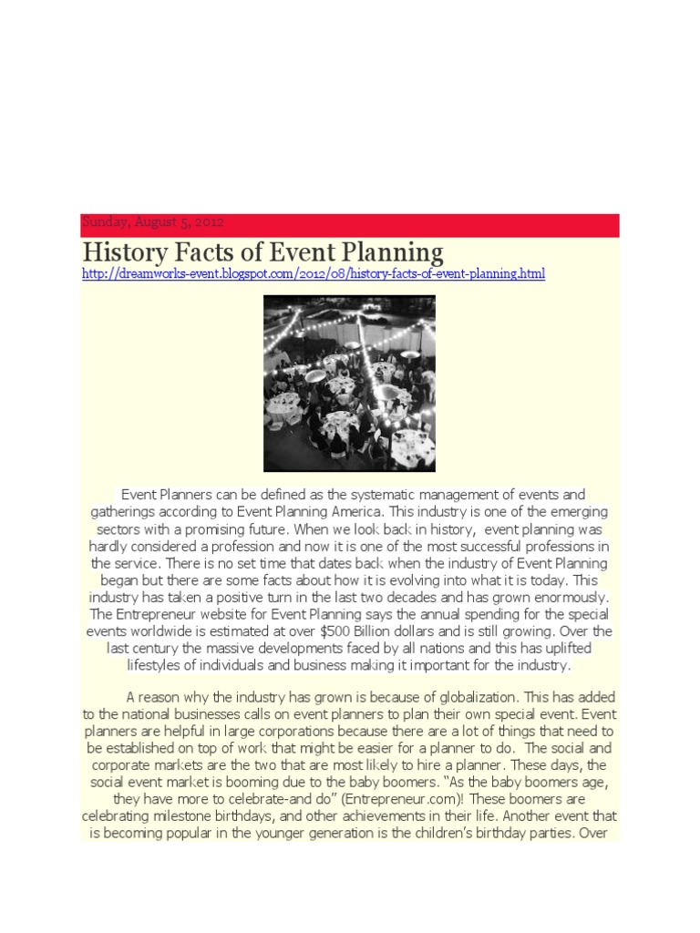 History of Event Planning | PDF | Needs Assessment | Evaluation
