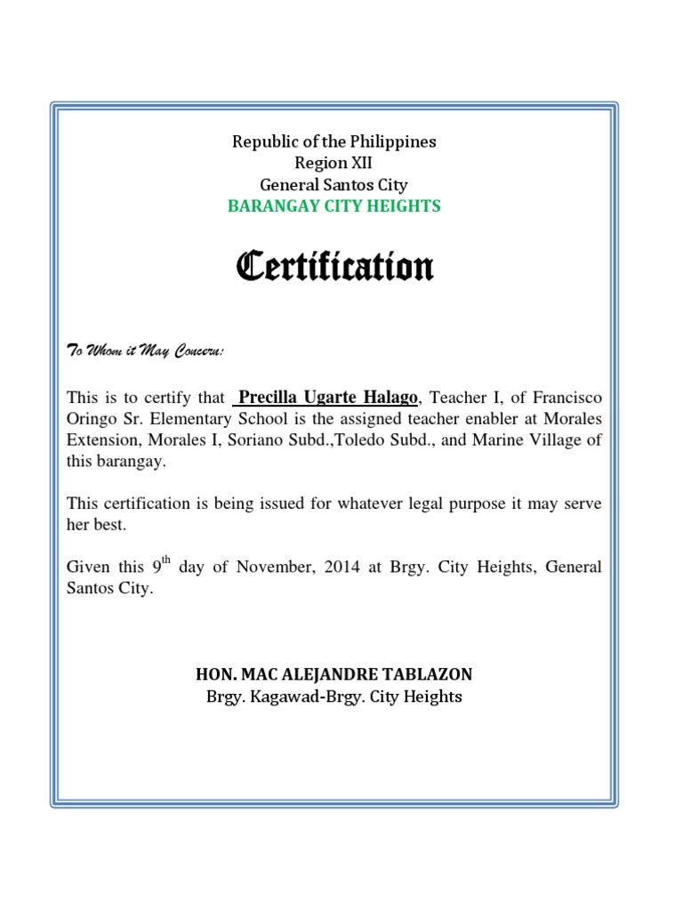 Cert Purok Enablers | PDF