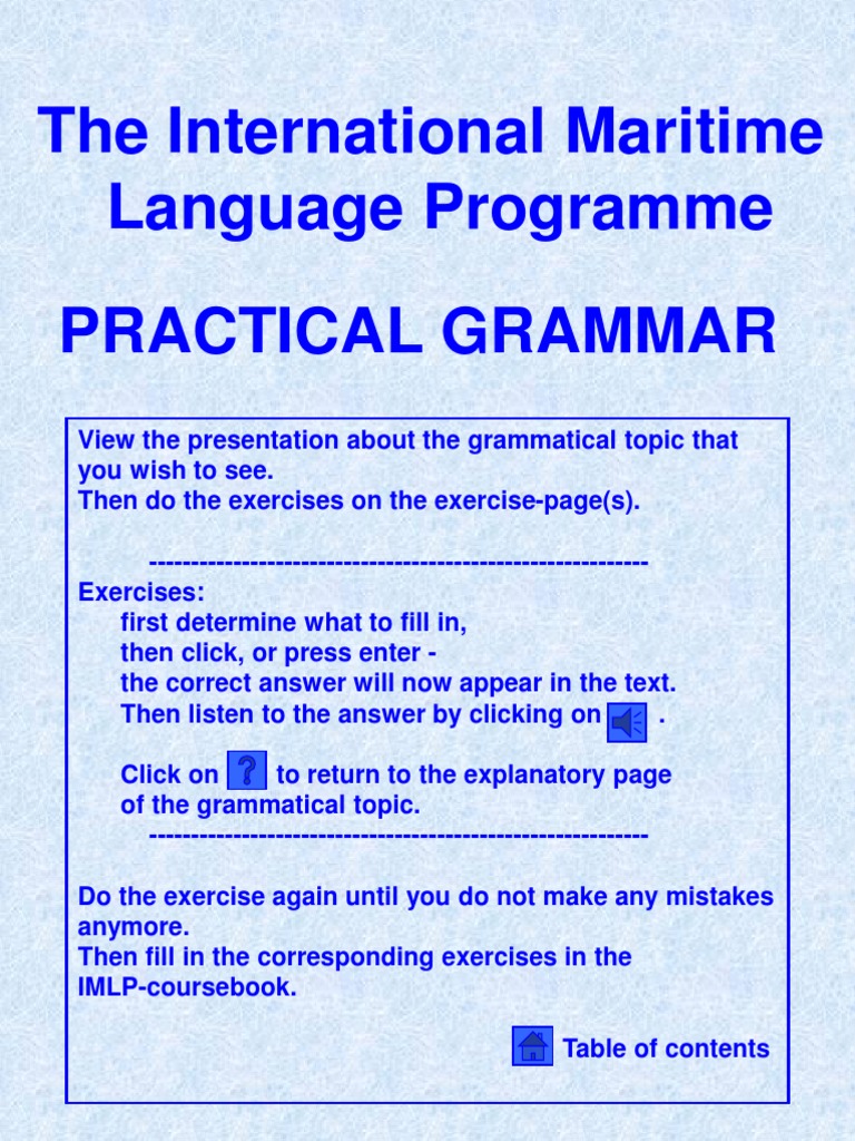 The International Maritime Language Programme Practical Grammar | PDF