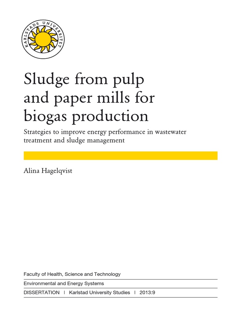 Sludge From Pulp and Paper Mills For Biogas Production | PDF | Sewage ...
