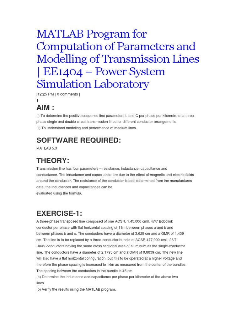 Matlab Code | PDF | Inductance | Electrical Conductor