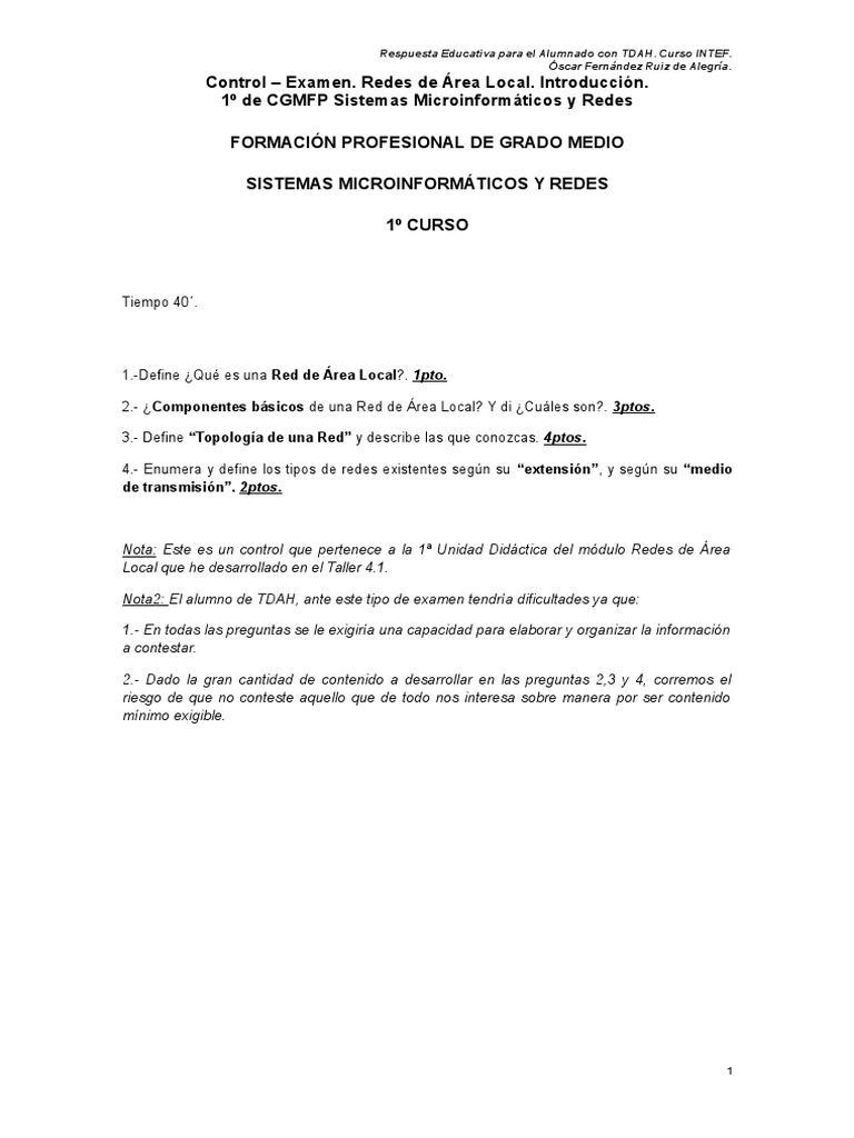 Examen y Examen Adaptado para Un Alumno TDAH | PDF