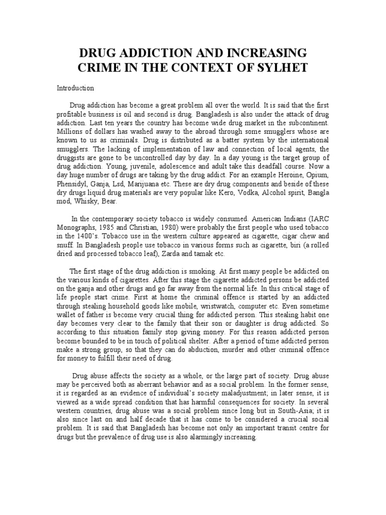 Assignment On Drug Addiction and Increasing Crime in Sylhet | PDF ...
