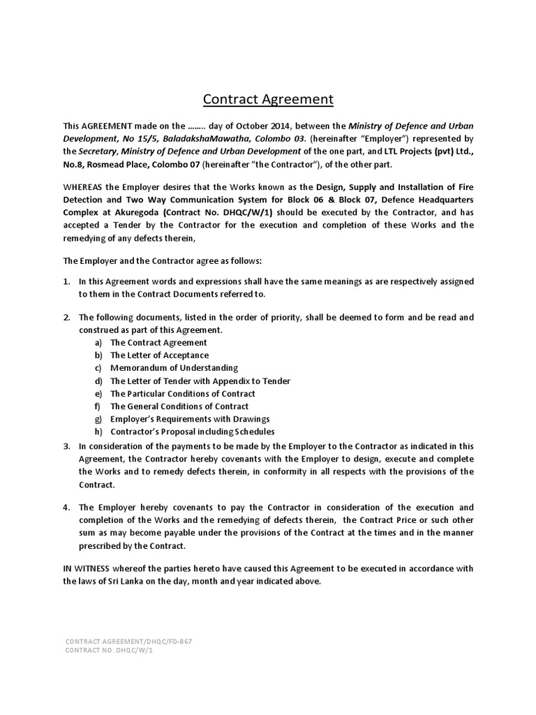 Sample Contract Agrement | PDF | Law Of Obligations | Civil Law (Legal ...