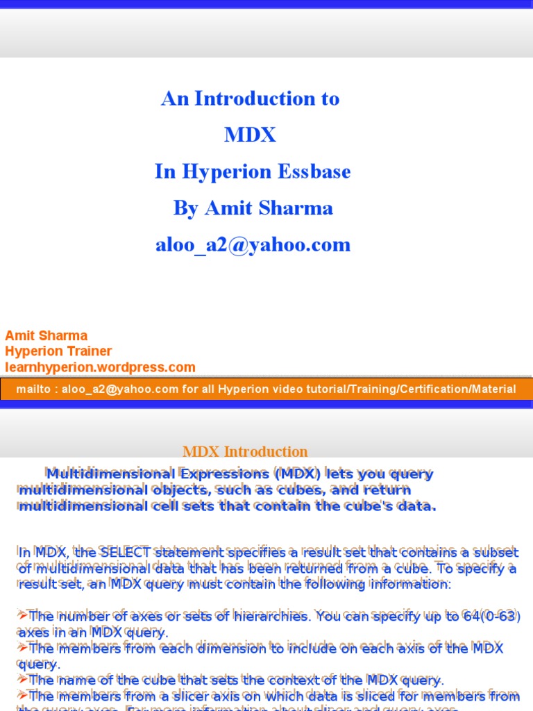 An Introduction To MDX in Hyperion Essbase by Amit Sharma | PDF ...