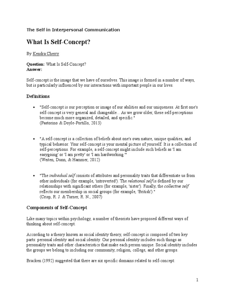 Self-Concept in Communication | PDF | Self Concept | Self