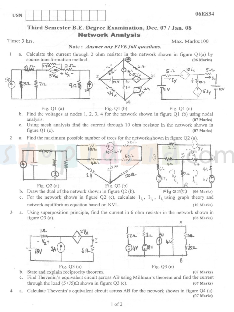 Network Analysis | PDF | Electrical Network | Switch