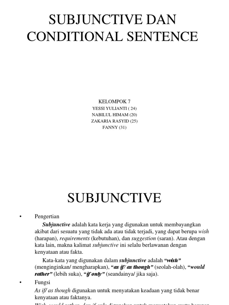 Subjunctive Dan Conditional Sentence | PDF