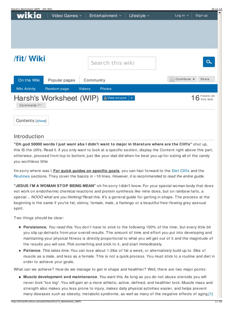Harsh's Worksheet (WIP) - Fit - Wiki | PDF | Eating | Dieting