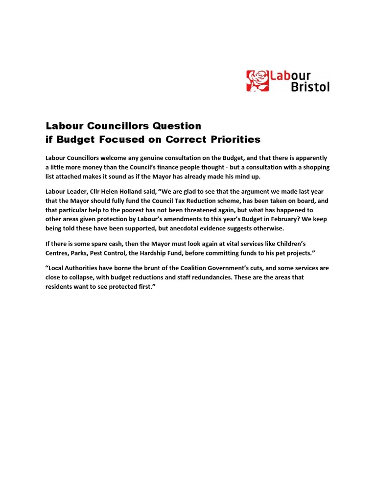 Labour Questions Budget Priorities | PDF