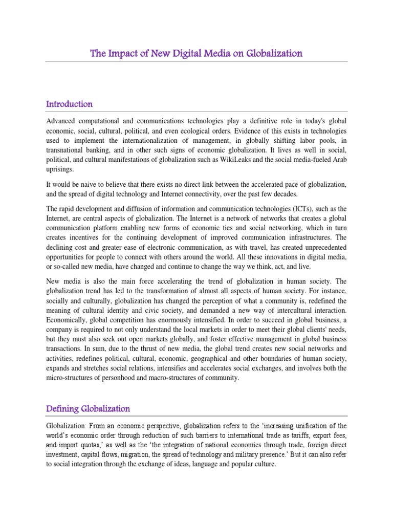 New Media's Role in Globalization | PDF | New Media | Globalization