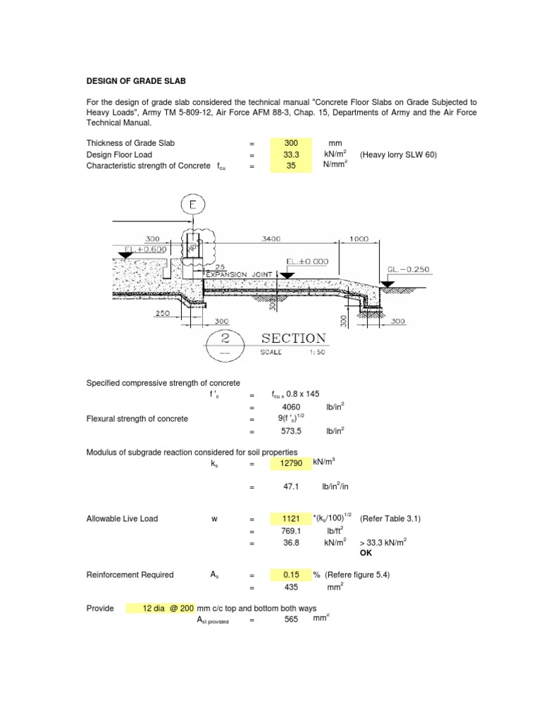 Grade Slab Design For Heavy Loads | PDF | Composite Material | Concrete