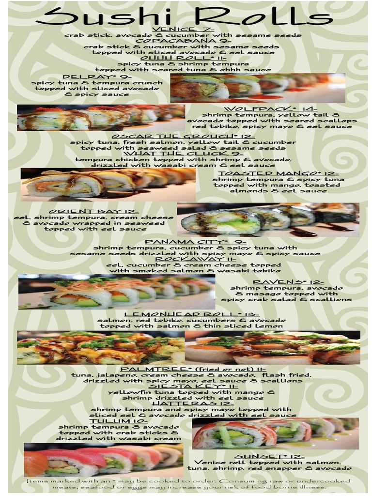 Ruckus Morrisville Sushi Menu | PDF | Sushi | Seafood