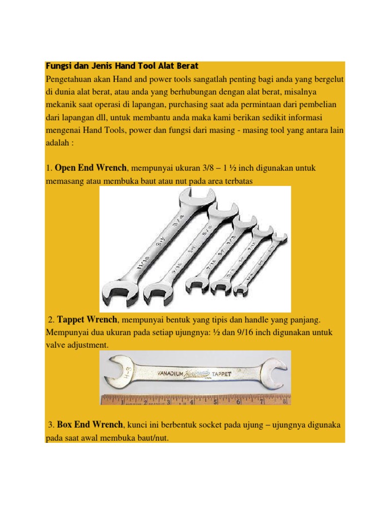 Fungsi Dan Jenis Hand Tool Alat Berat | PDF | Griya & Taman | Teknologi ...