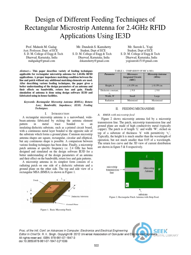 Design of Different Feeding Techniques | PDF