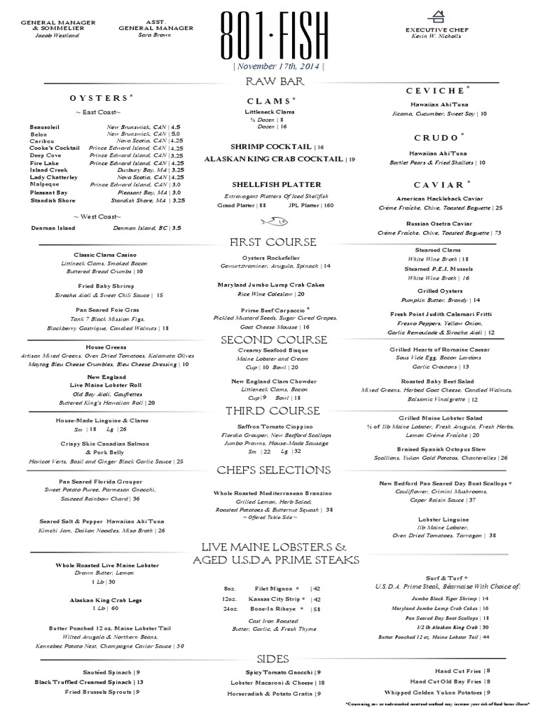 801 Fish Menu | PDF | Salad | Cuisine