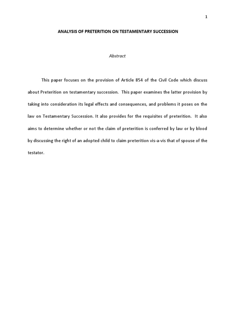 An Analysis of Preterition | PDF | Will And Testament | Social Institutions