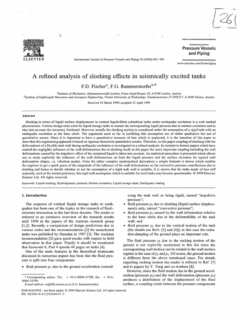 Fischer, Rammerstorfer - A Refined Analysis of Sloshing Effects in Seismically Excited Tanks ...