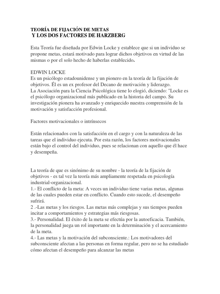 Teoría de Fijación de Metas | PDF | Motivación | Motivacional
