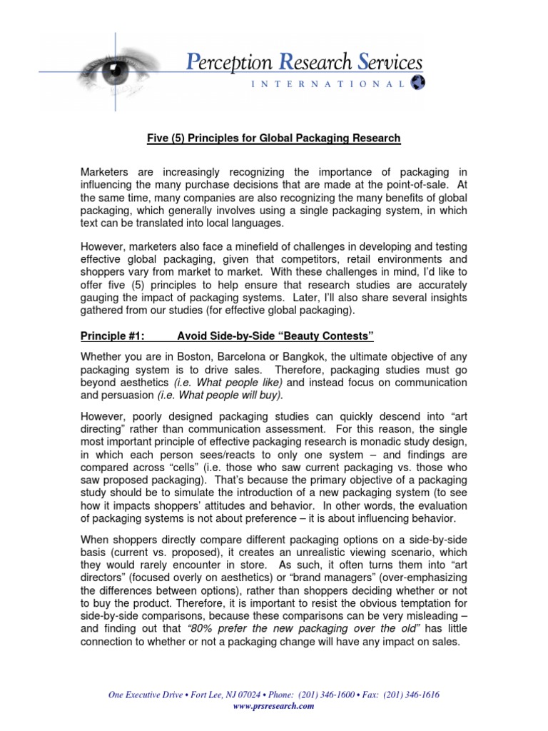Global Packaging Research Principles | PDF