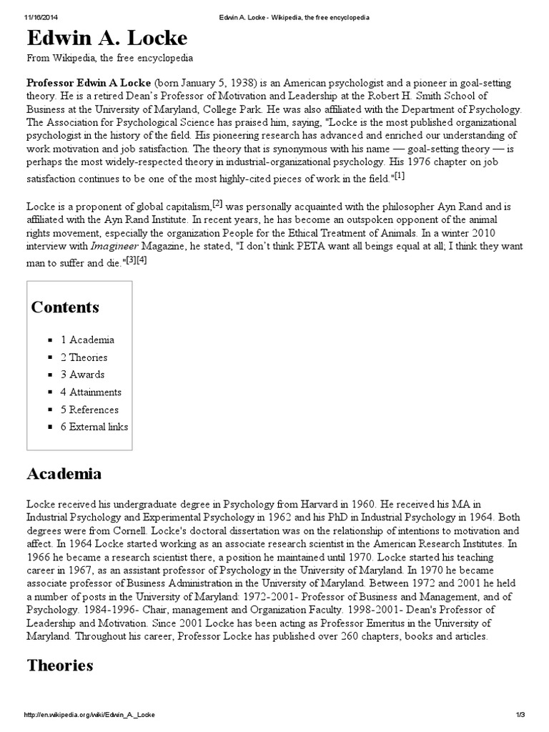 Edwin A. Locke: From Wikipedia, The Free Encyclopedia | PDF