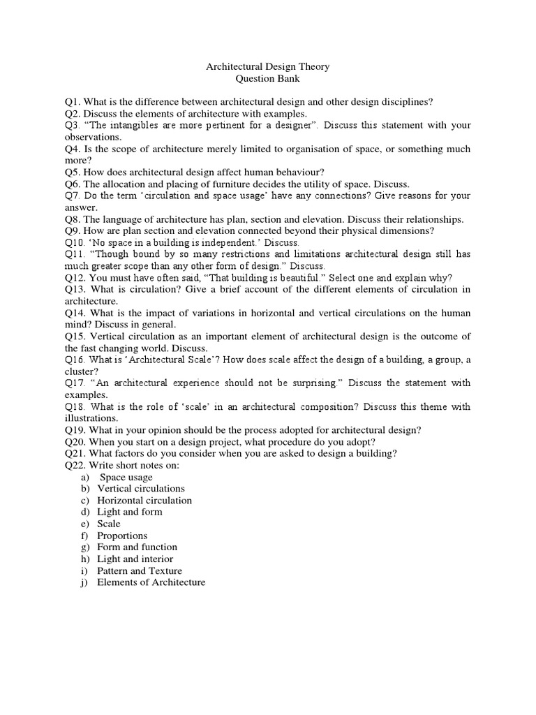Architectural Design Theory Questions | PDF | Career & Growth