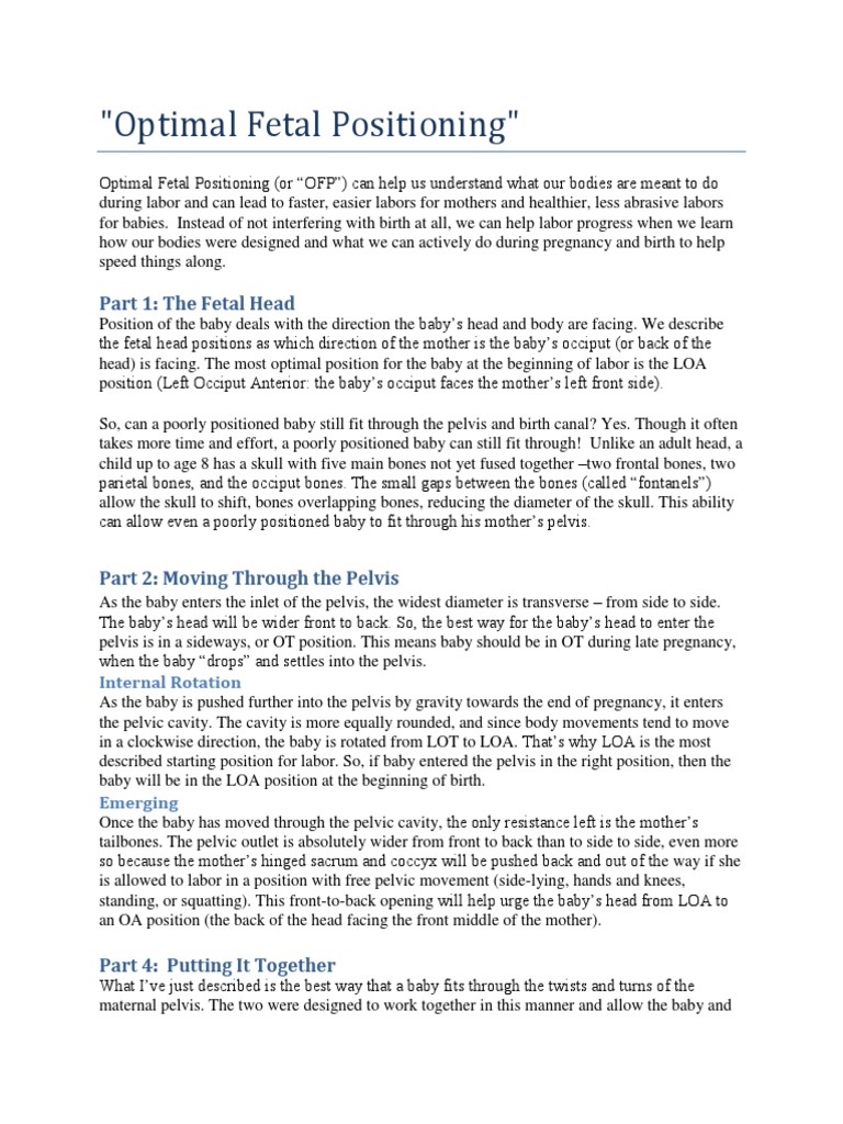 Guidance on Optimal Fetal Positioning During Pregnancy and Labor to ...