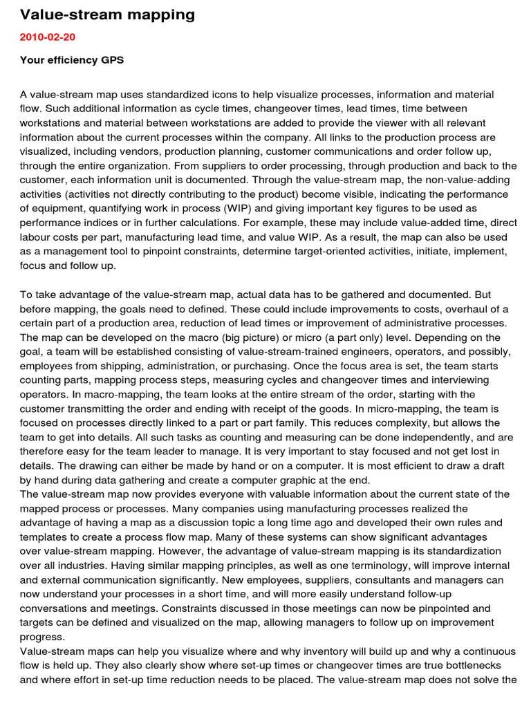 Value Stream Mapping | PDF | Supply Chain | Information