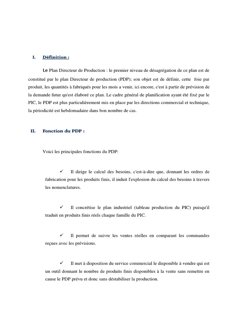 Le Plan Directeur de Production | PDF | Sodles | Planification