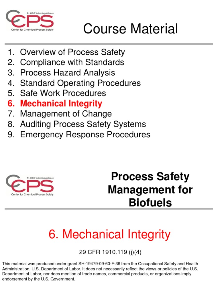 06 Biofuels Mechanical Integrity | PDF | Safety | Prevention