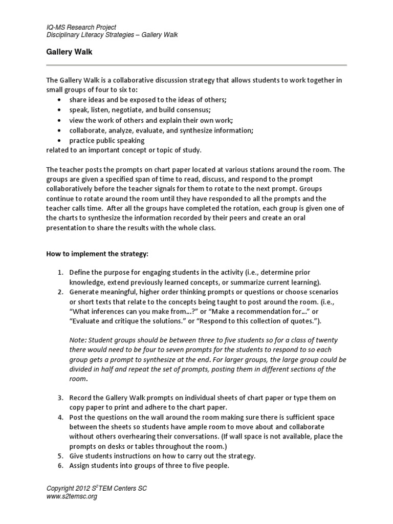 Gallery Walk Strategy | PDF | Science Education | Concept