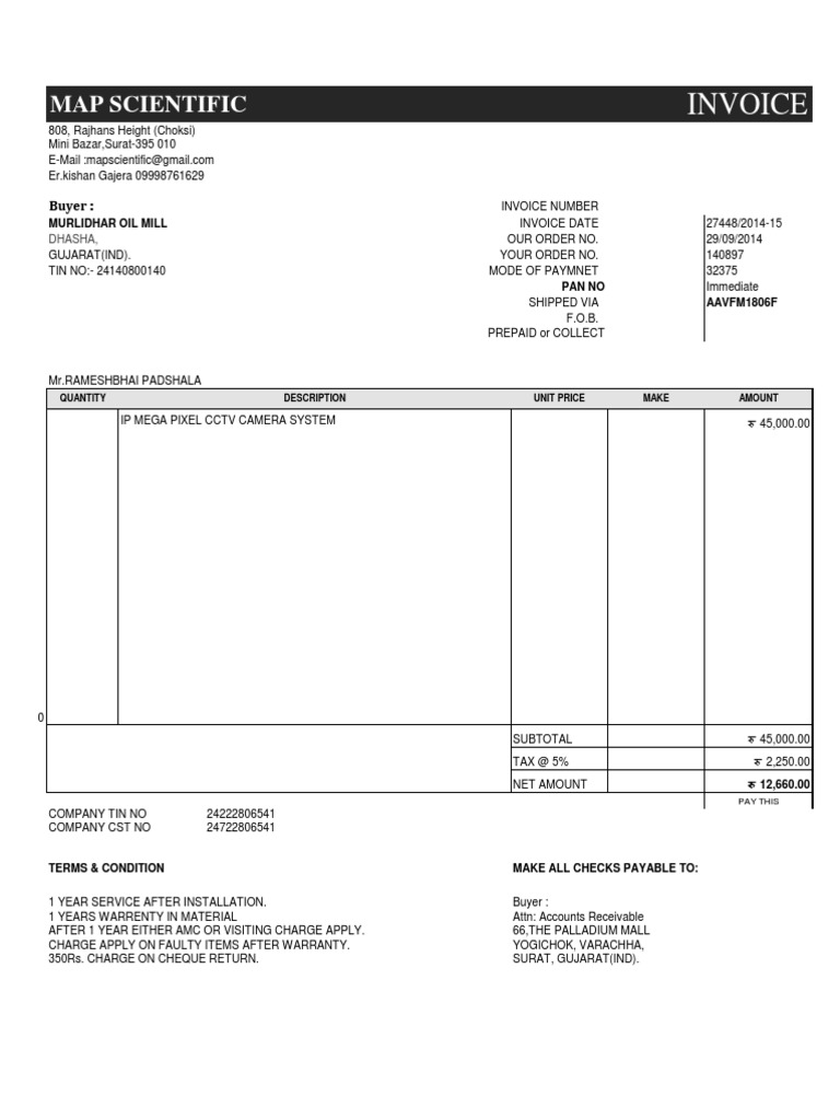 Invoice: Map Scientific | PDF | Finance & Money Management | Technology ...