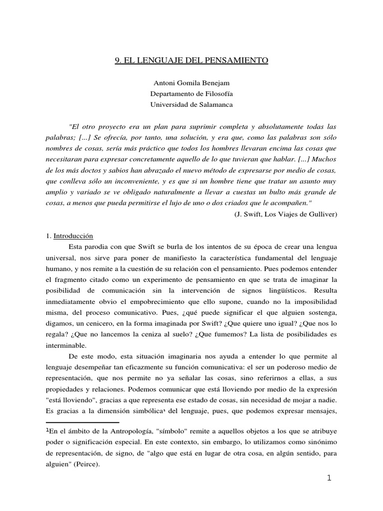 Gomila Lenguaje de Pensamiento | PDF | Mente | Sintaxis