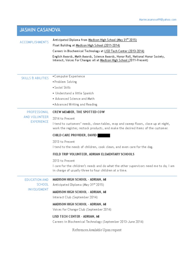 Resume and Portfolio of Jasmin Casanova | PDF | Career & Growth