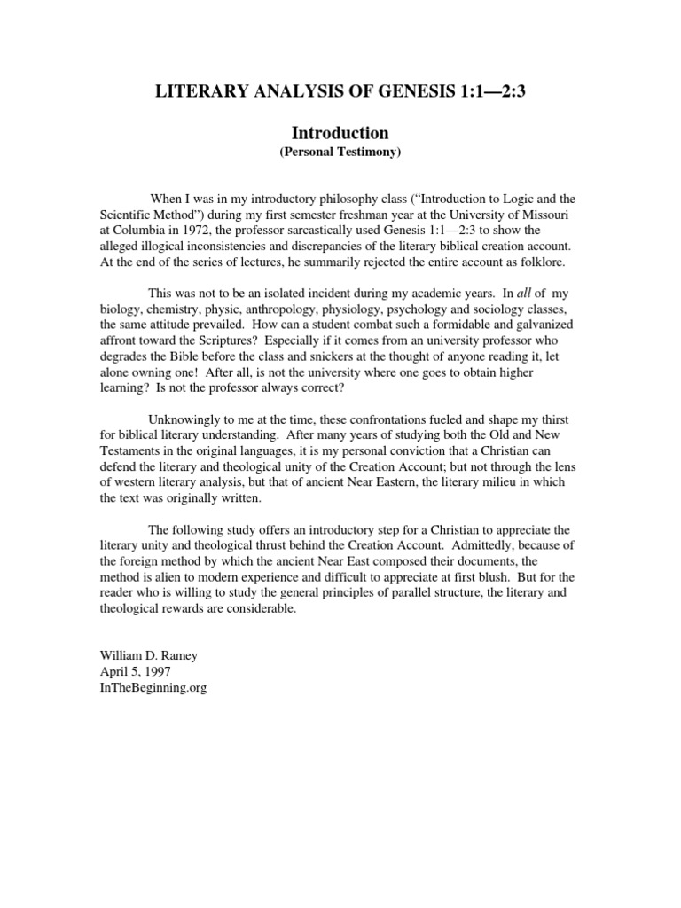 Chiasmus in Gen1 - 1-2 - 3 | PDF | Genesis Creation Narrative | Book Of ...