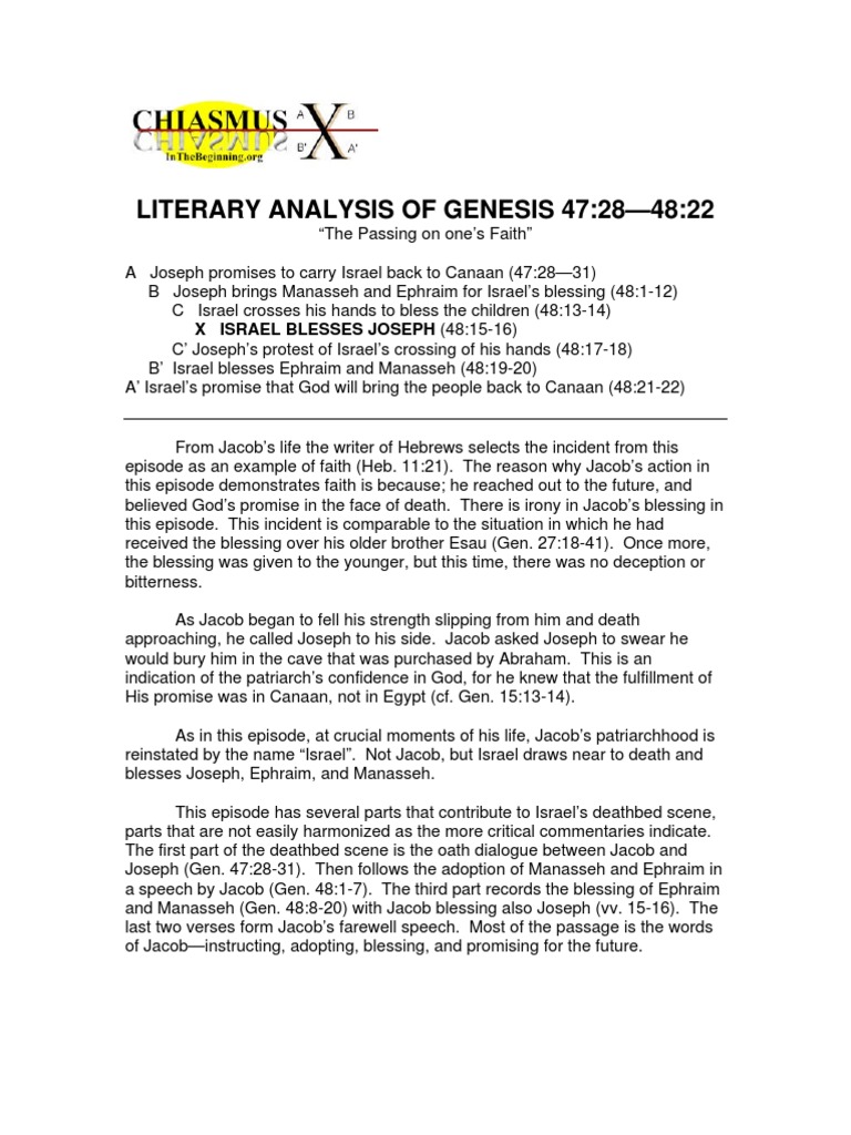 Chiasmus in Gen47 - 28-48 - 22 | PDF | Jacob | Book Of Genesis