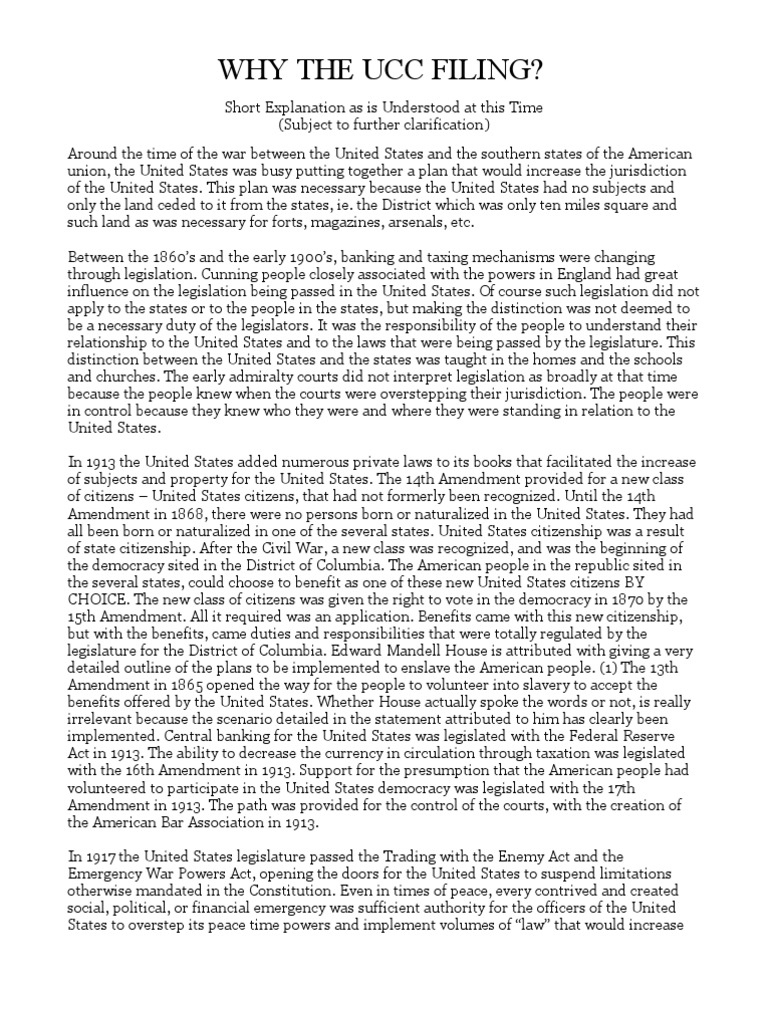 Why The UCC Filing | PDF | Citizenship | U.S. State