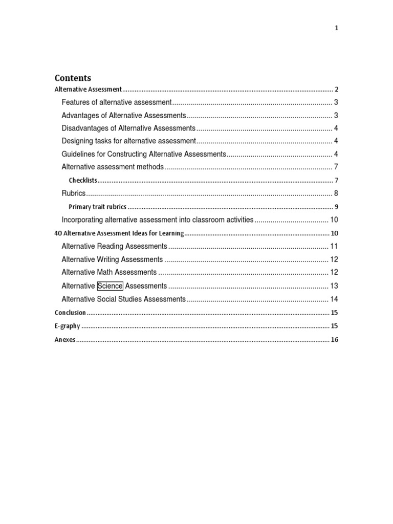 Portfolios in Alternative Assessment | PDF | Educational Assessment ...